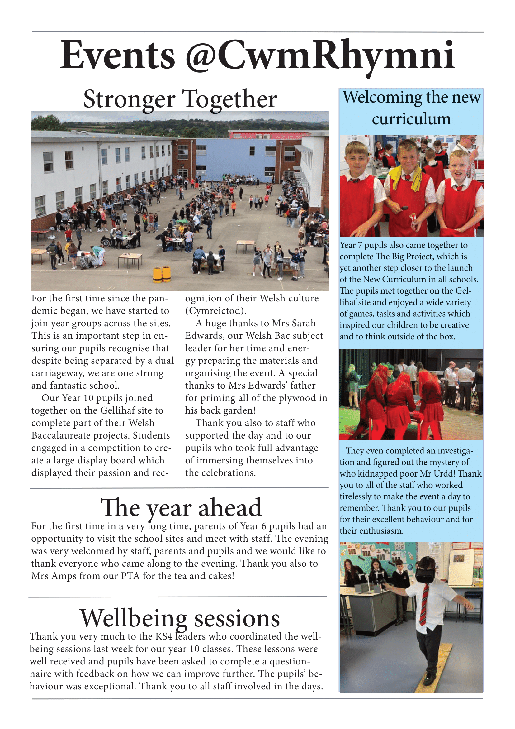July 2022 Newsletter – Ysgol Gyfun Cwm Rhymni
