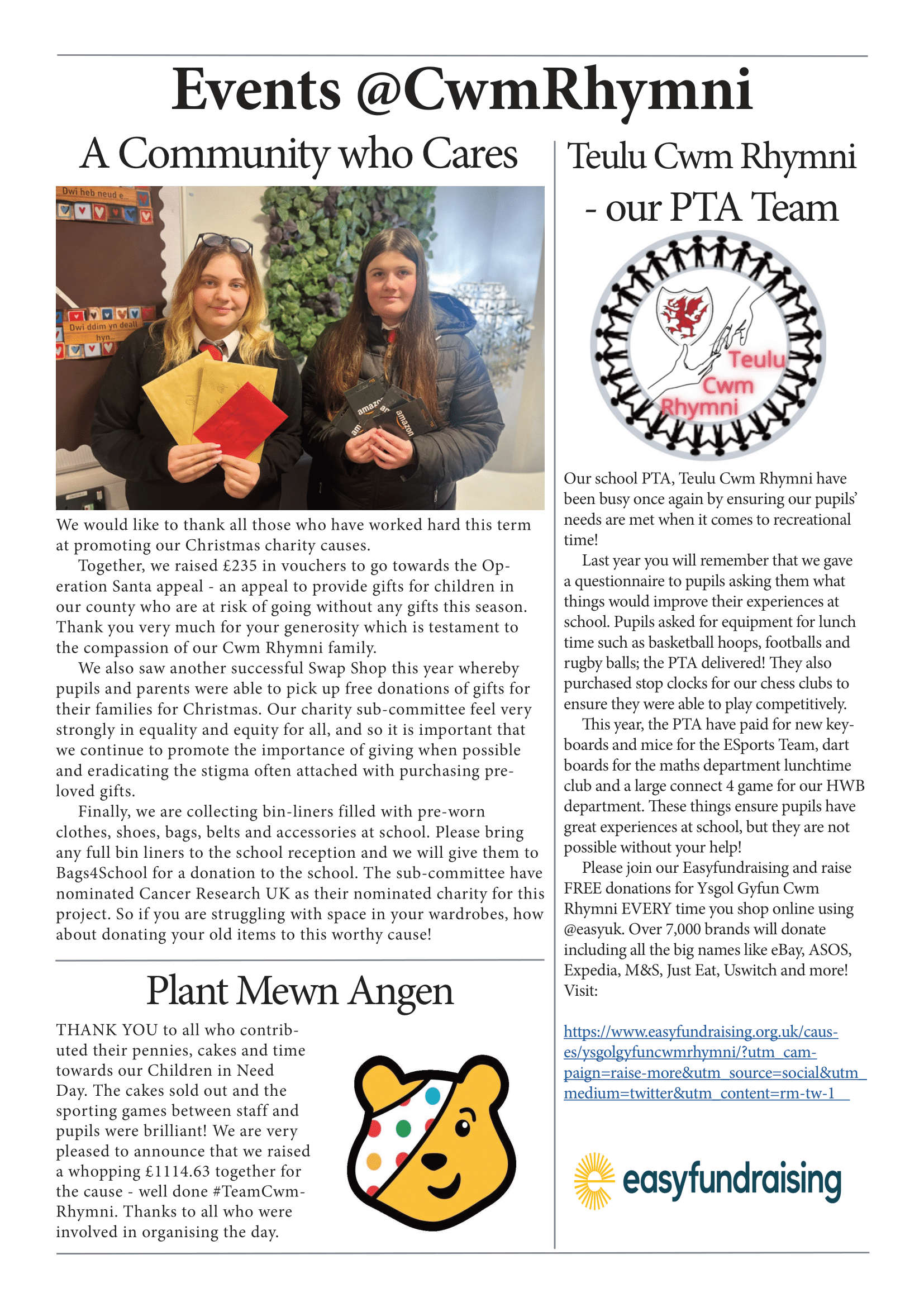 December 2022 Newsletter – Ysgol Gyfun Cwm Rhymni