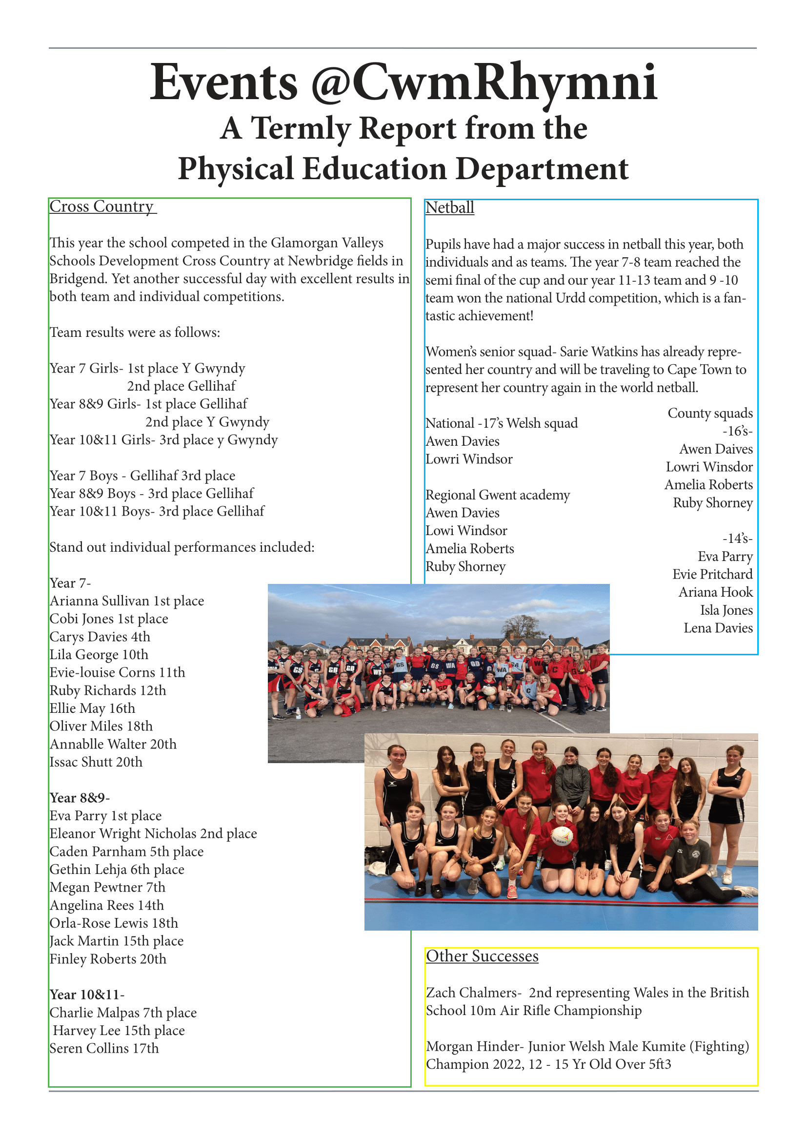 December 2022 Newsletter – Ysgol Gyfun Cwm Rhymni