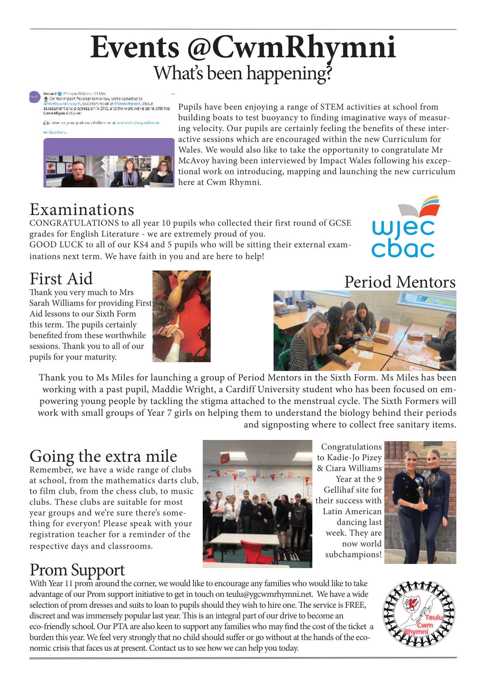 March 2023 Newsletter – Ysgol Gyfun Cwm Rhymni